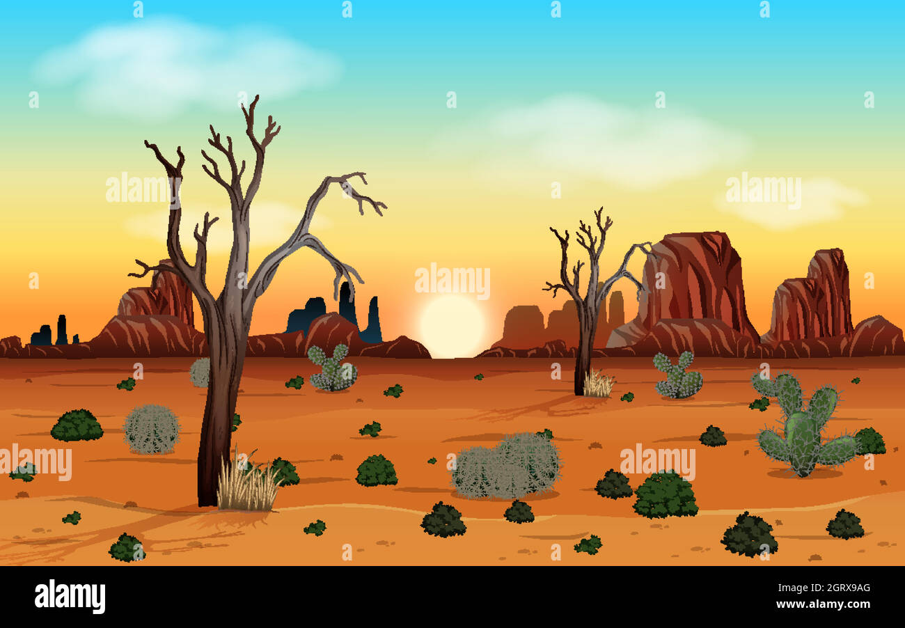 Wild desert landscape at daytime scene Stock Vector Image & Art - Alamy