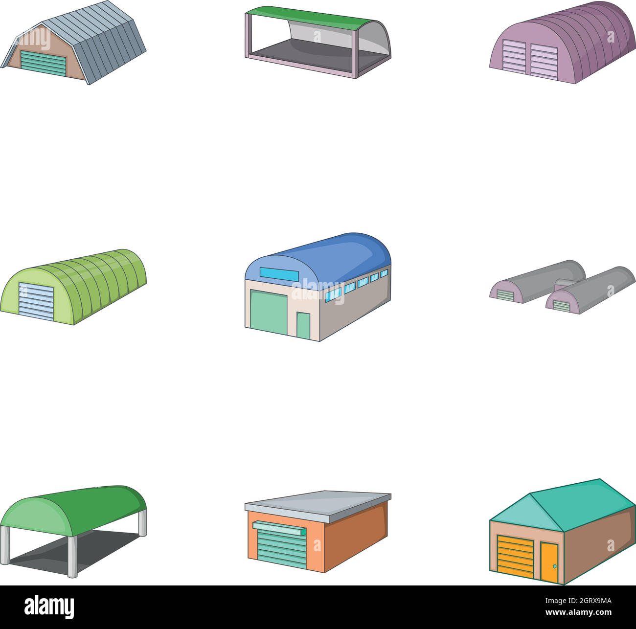 Warehouse building set collection Cut Out Stock Images & Pictures - Alamy