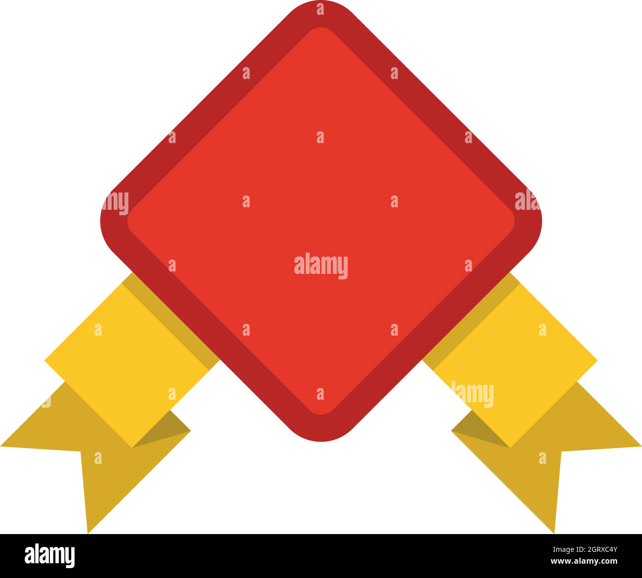 Red badge with yellow ribbons icon, flat style Stock Vector Image & Art ...