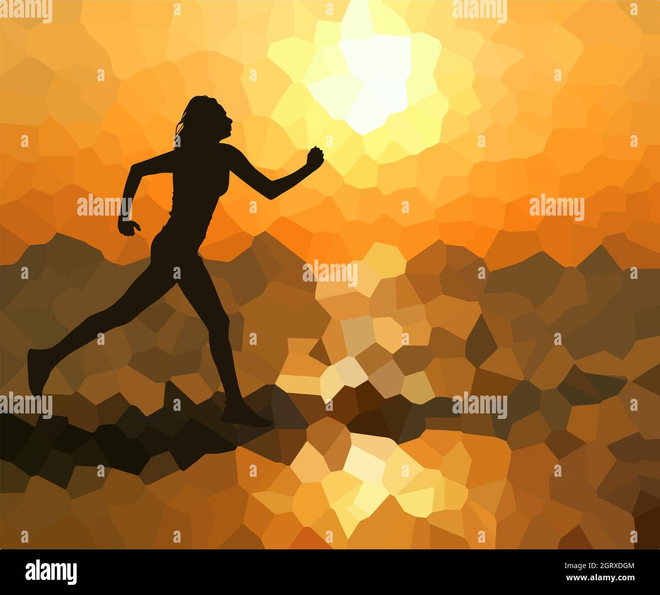 Running girl at sunset. Vector illustration Stock Vector Image & Art ...