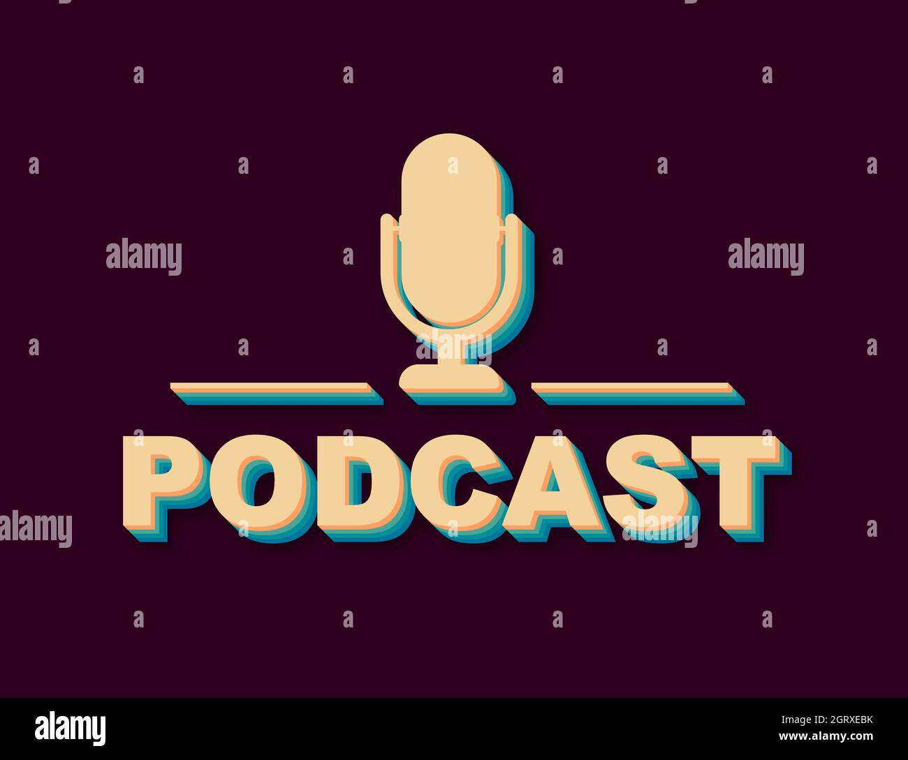 Podcast retro style icon. Badge, icon, stamp, logo. Vector stock ...