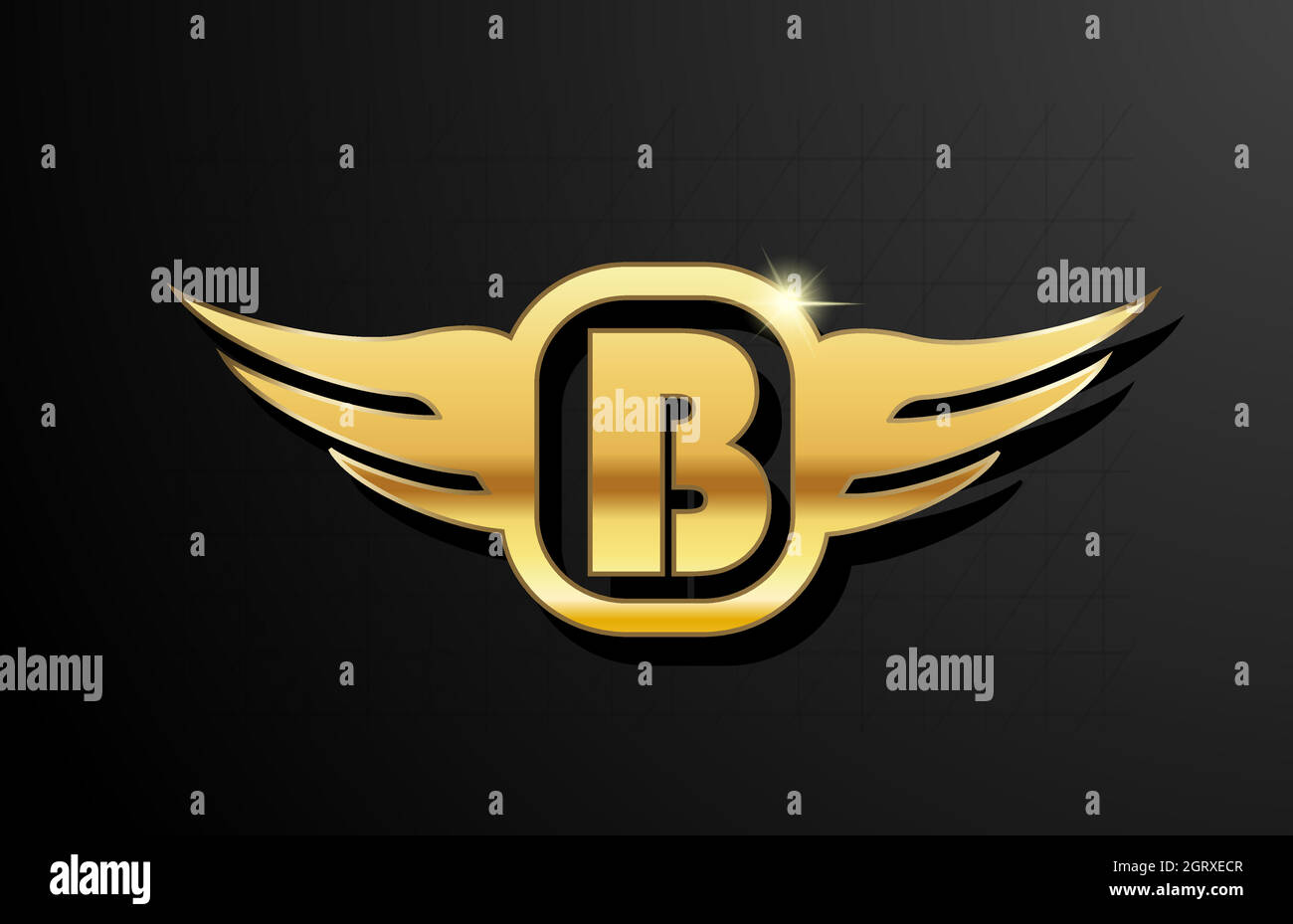 B gold letter logo alphabet for business and company with yellow color ...