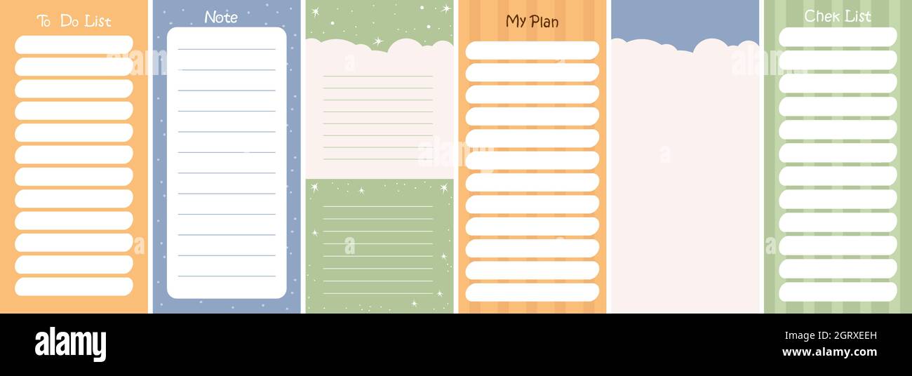Collection of weekly or daily planner, note paper, to do list, stickers ...