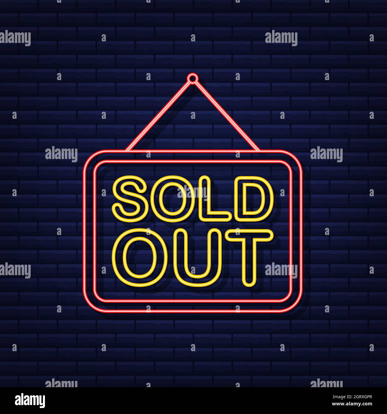 Sold out neon hanging sign on dark background. Sign for door. Vector ...