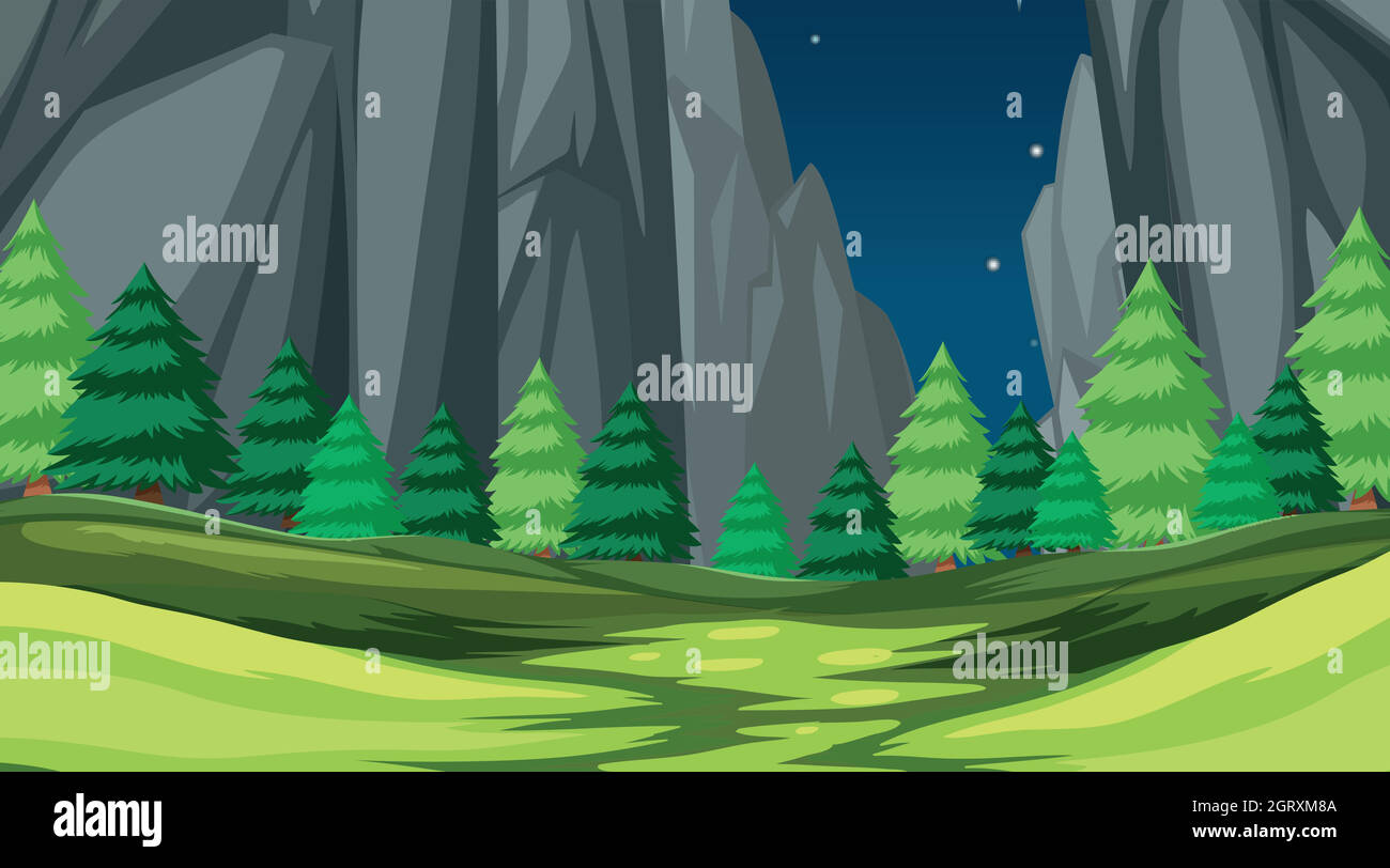Outdoor nature scene at night Stock Vector Image & Art - Alamy