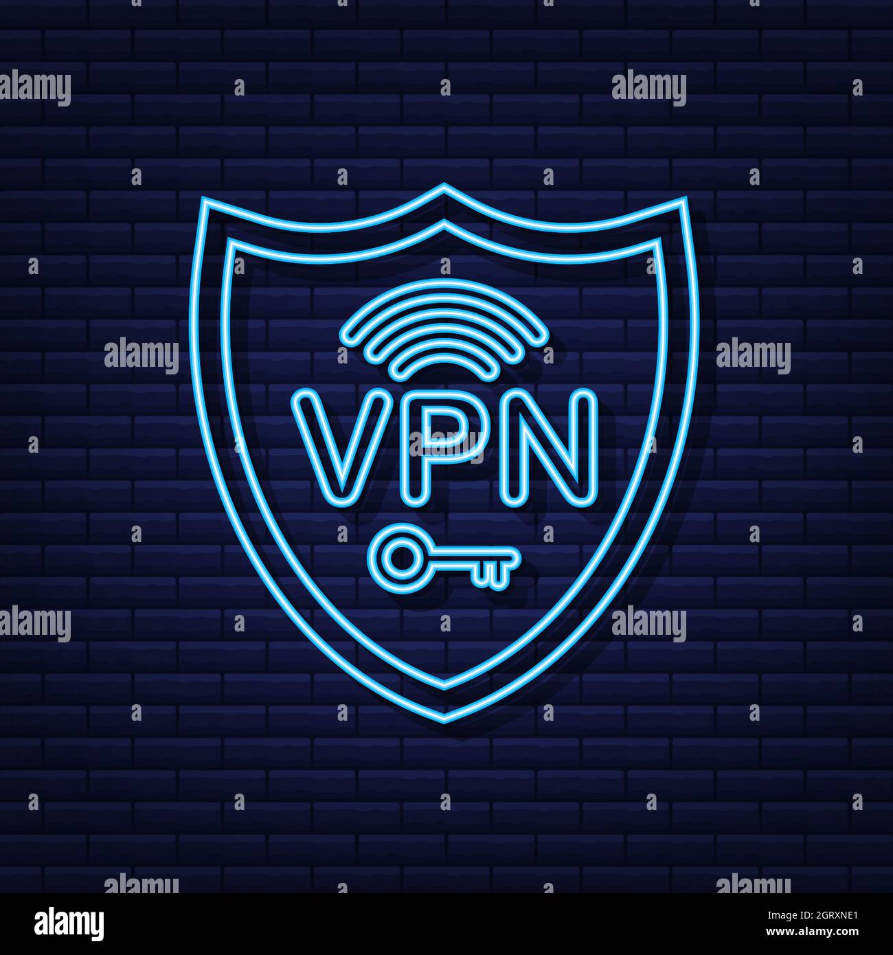 Secure VPN connection concept. Virtual private network connectivity overview. Neon style. Vector ...