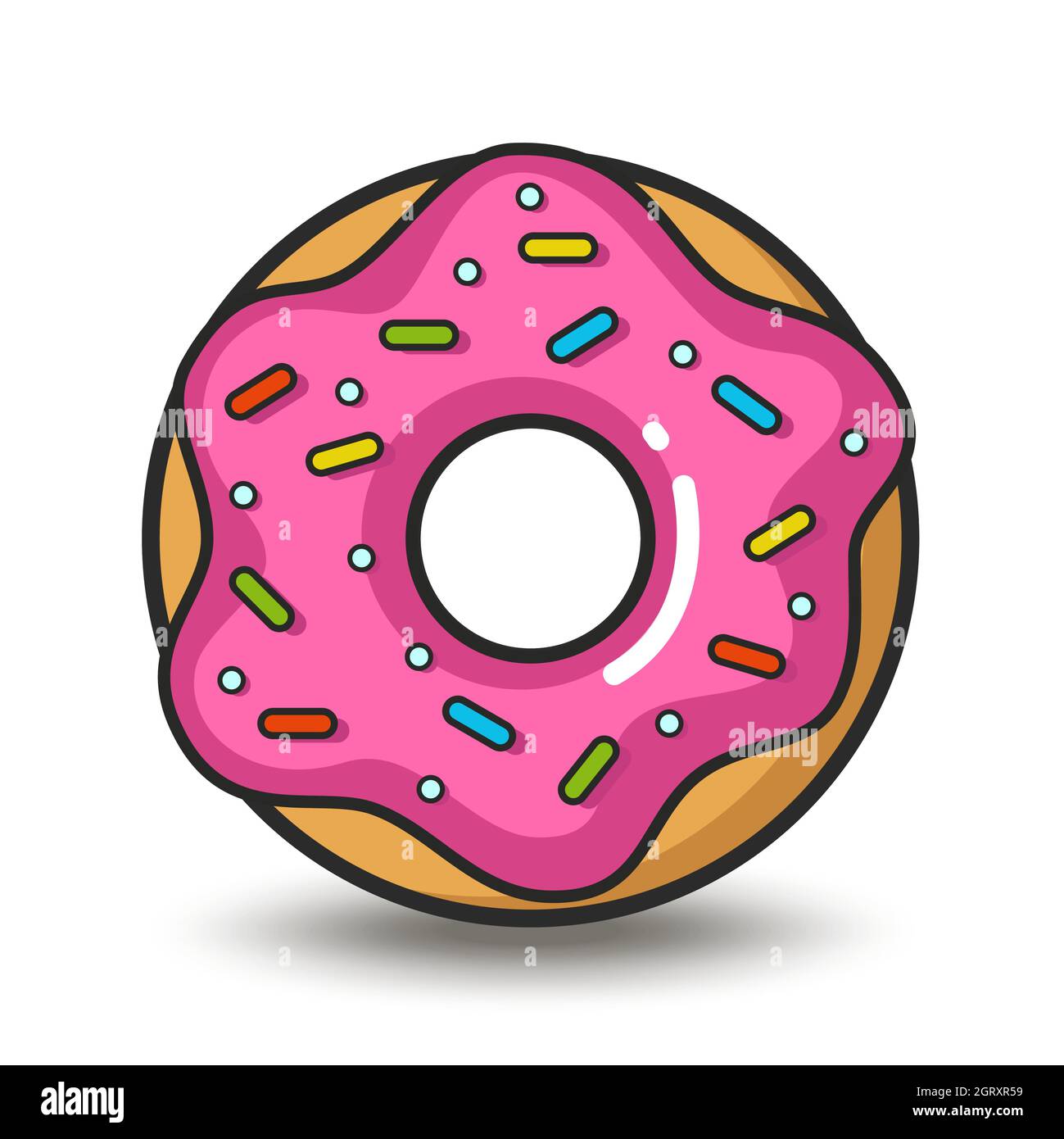 Vector colorful icon of pink doughnut. Isolated on white background ...