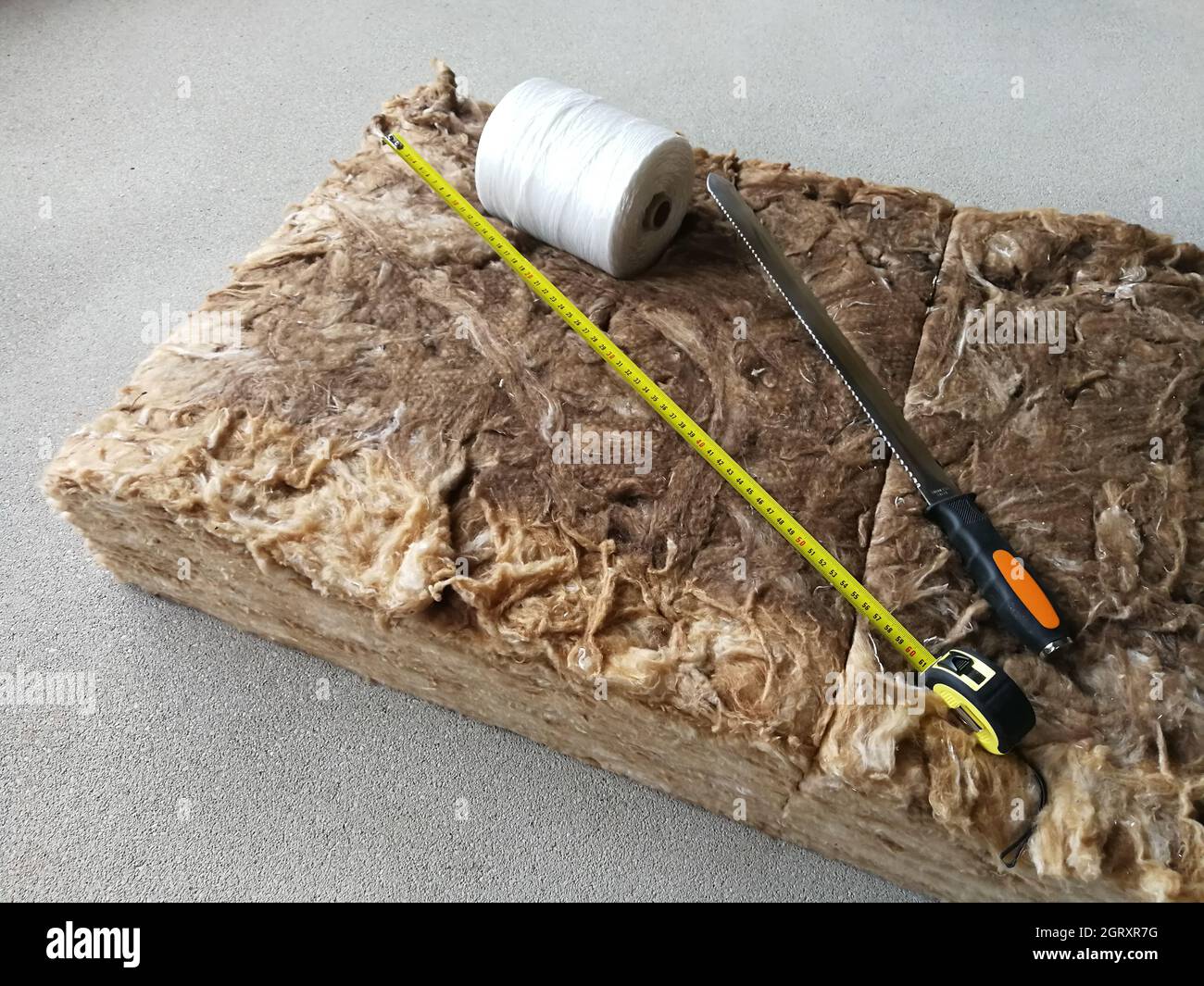 Block of mineral rock wool for house construction prepared for ...