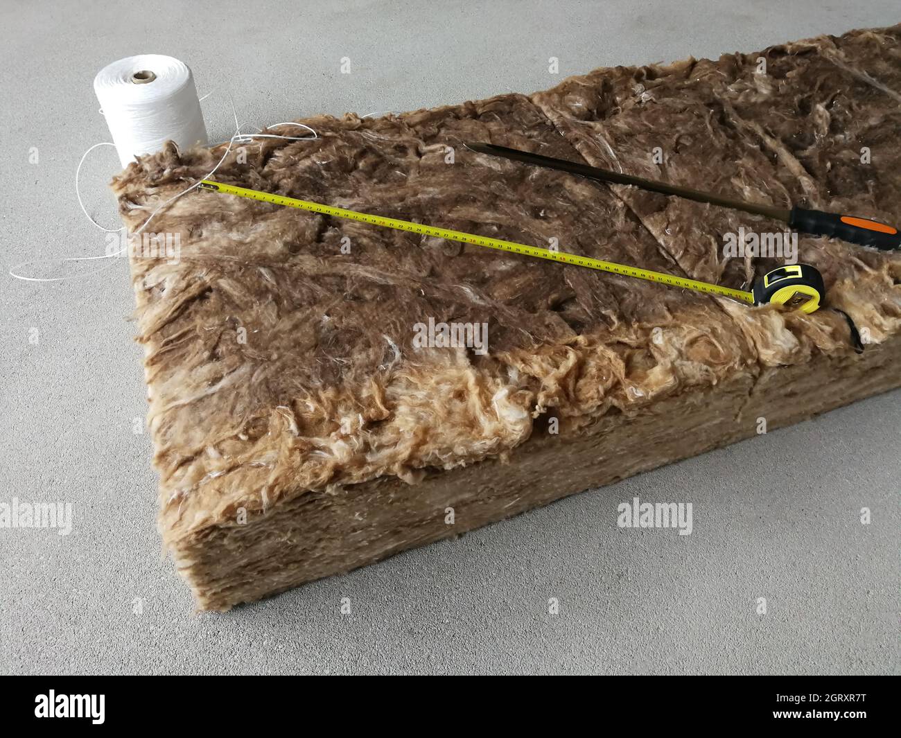 Block of mineral rock wool for house construction prepared for ...