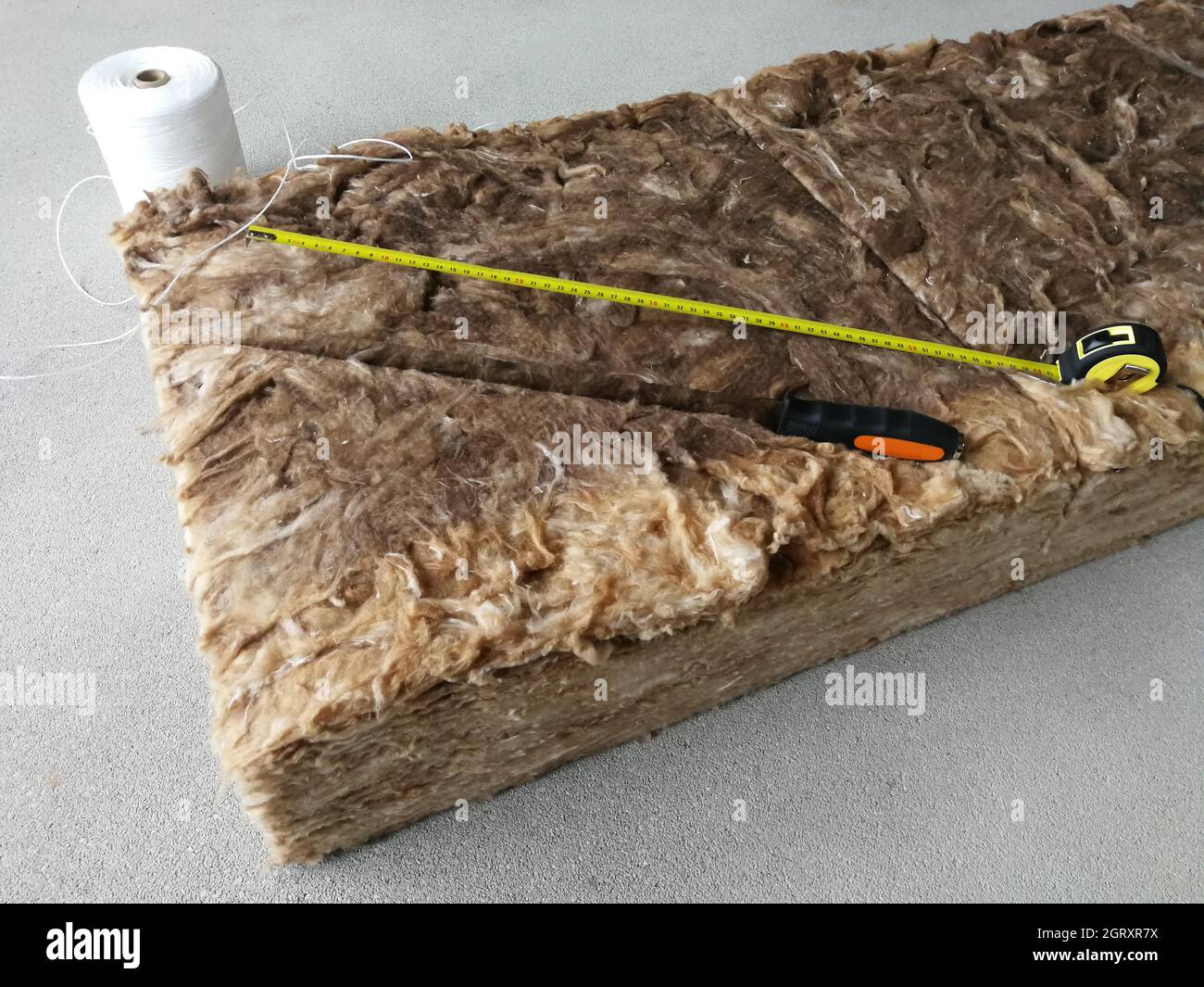 Block of mineral rock wool for house construction prepared for ...