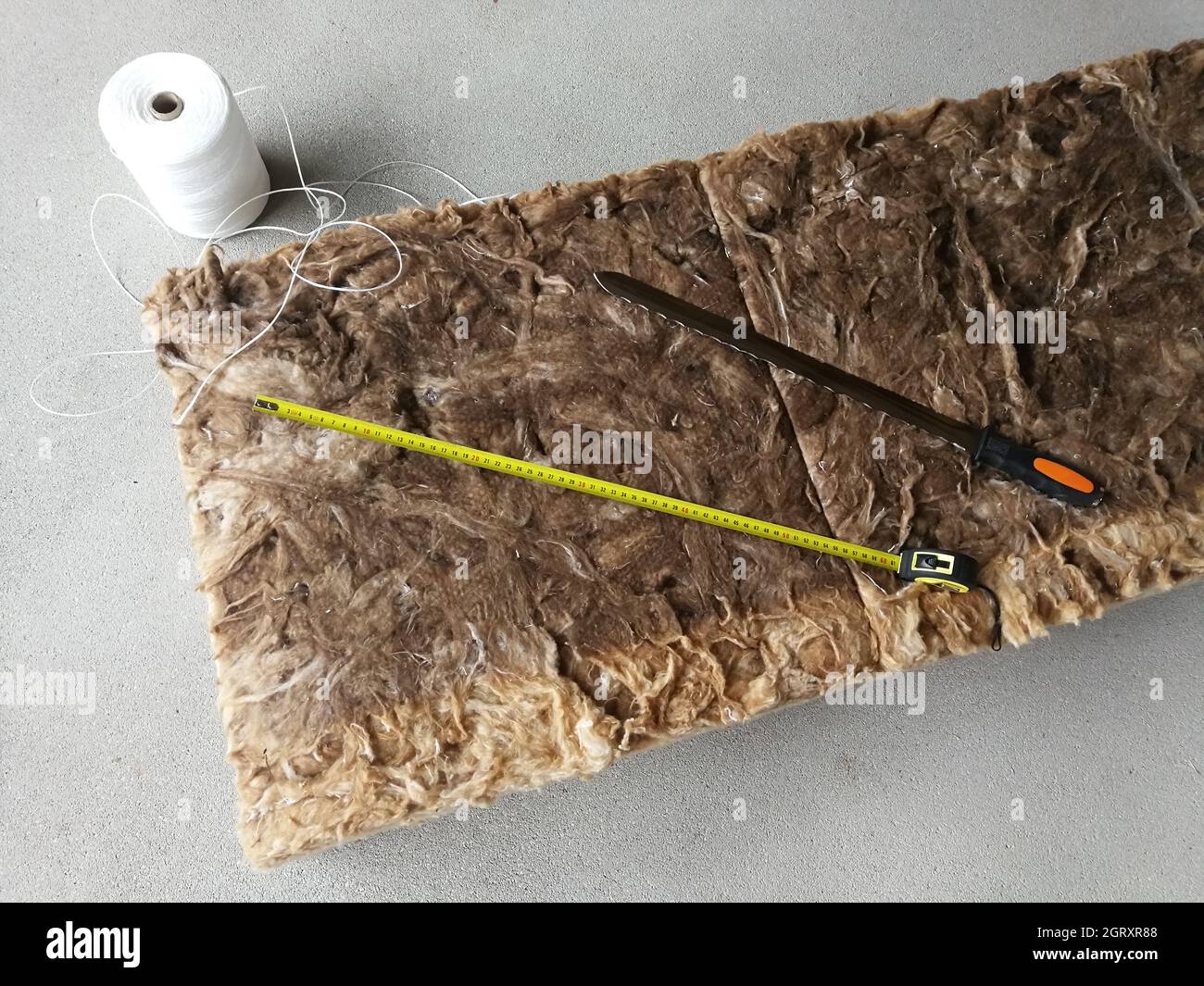 Block of mineral rock wool for house construction prepared for ...