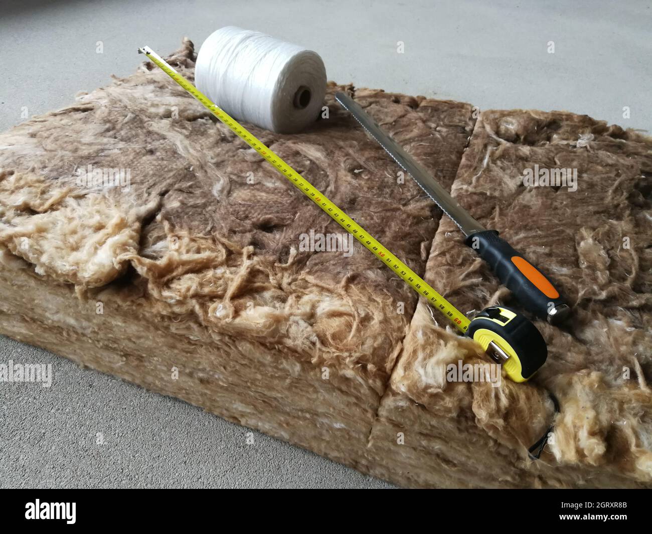 Block of mineral rock wool for house construction prepared for ...