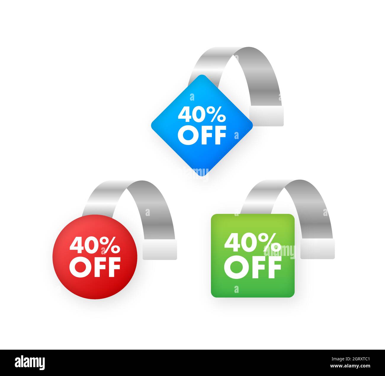 Sale Point Tag set with 40 percent off. Color Clear Round Supermarket ...