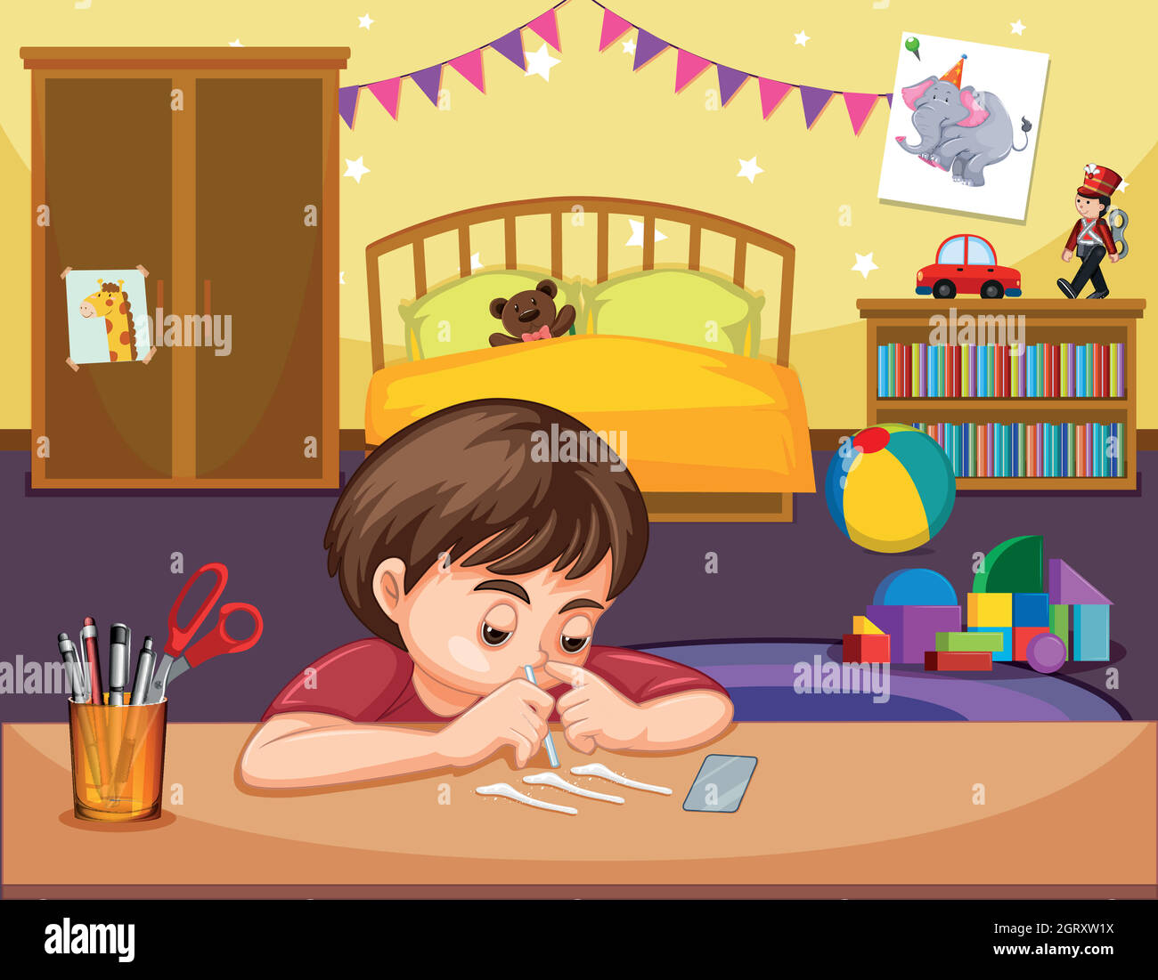 A boy snorting cocaine in bedroom Stock Vector Image & Art - Alamy