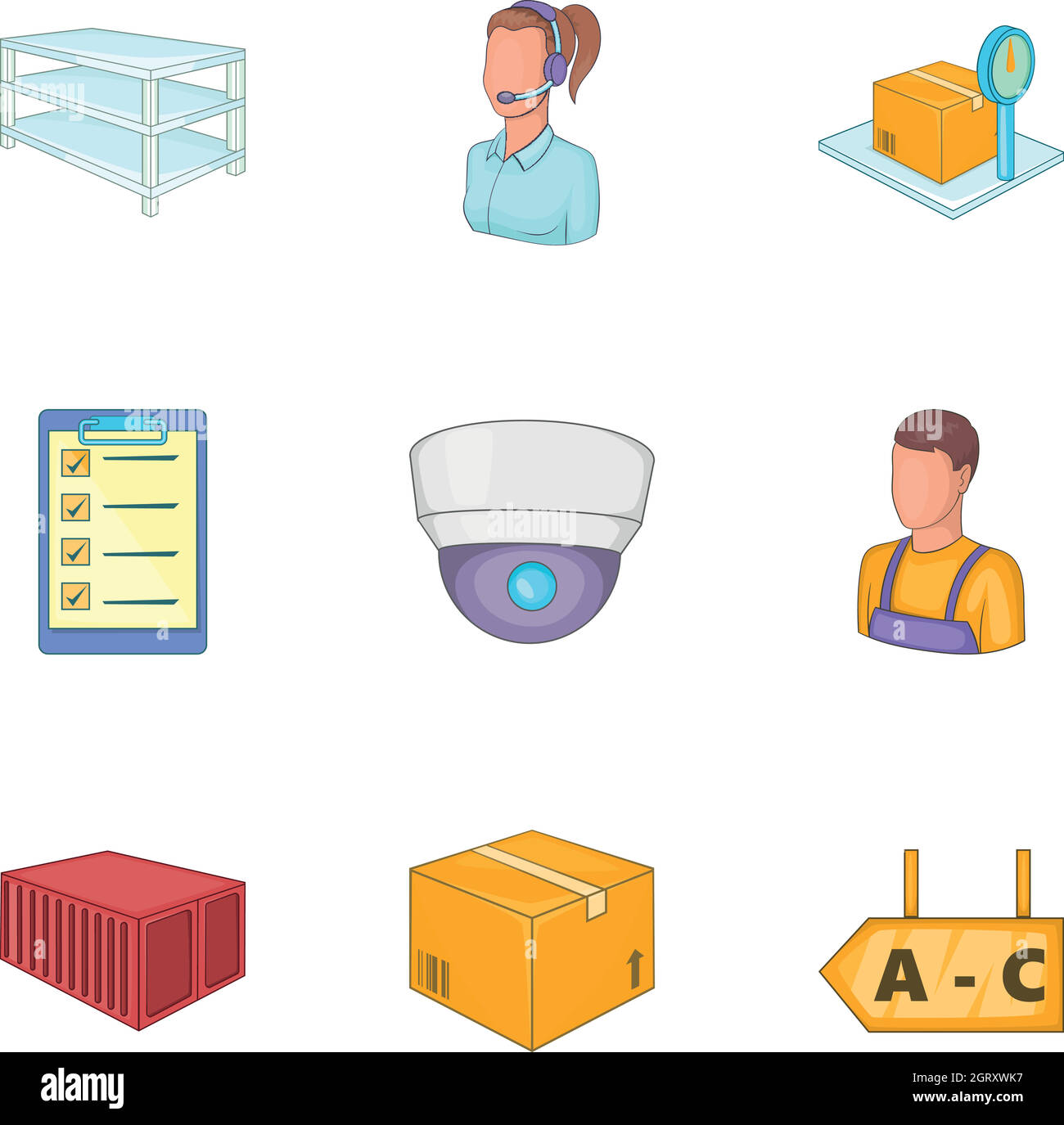 Warehouse icons set, cartoon style Stock Vector Image & Art - Alamy