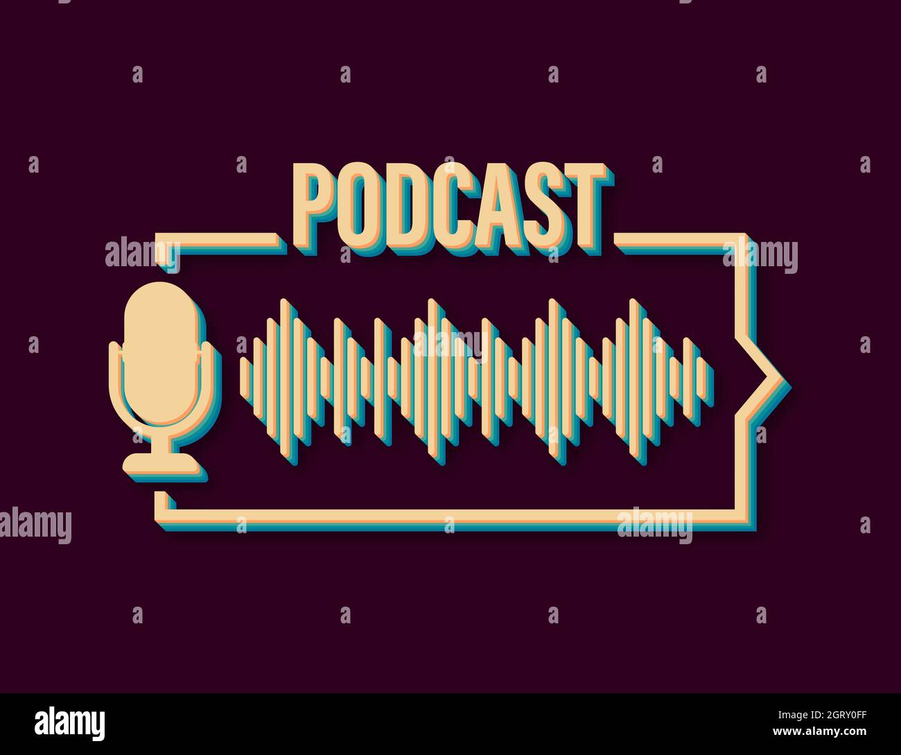 Podcast retro style icon. Badge, icon, stamp, logo. Vector stock ...