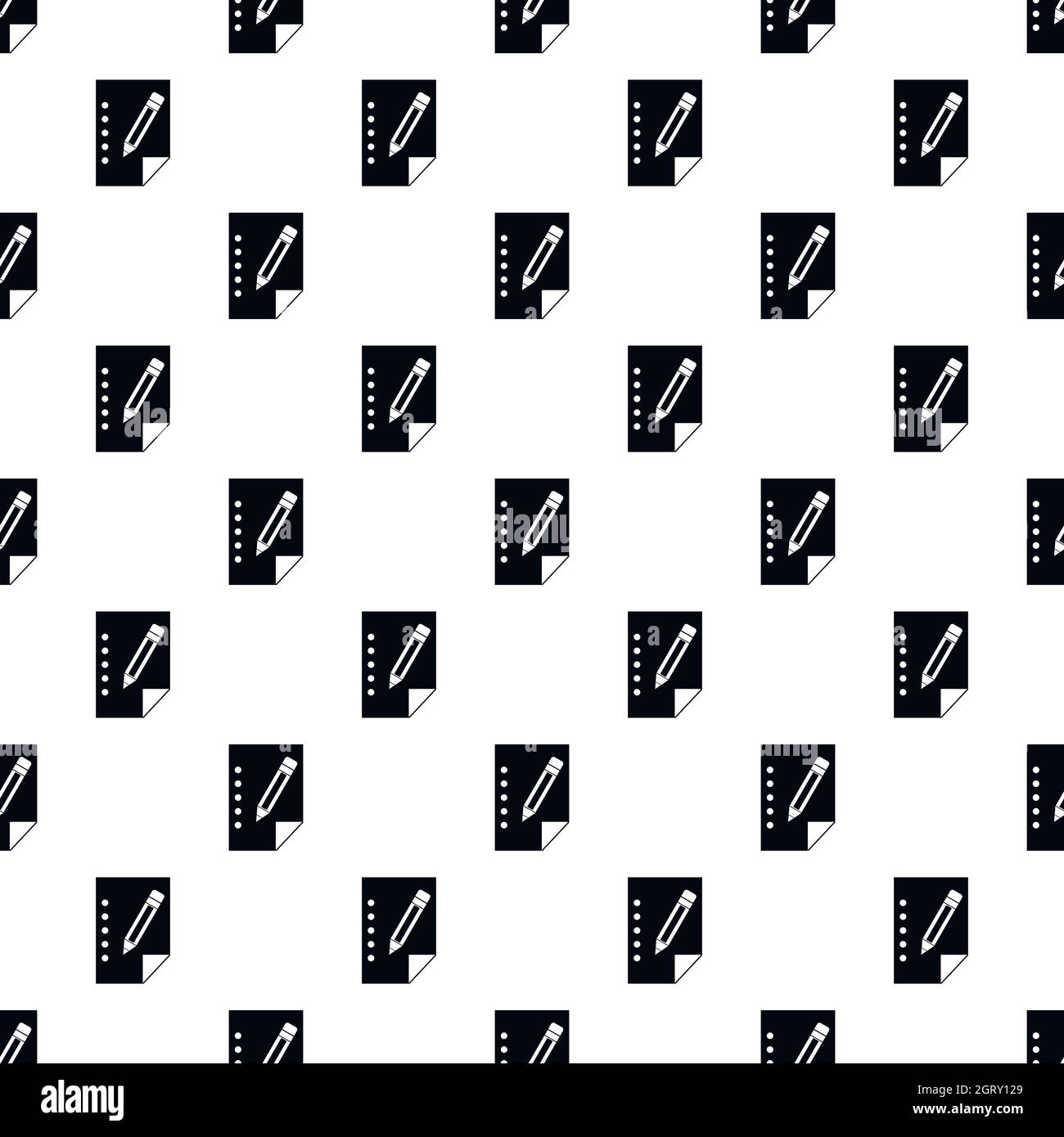 Sheet of paper and pencil pattern, simple style Stock Vector Image ...