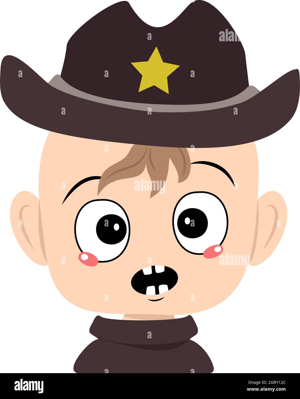 Avatar of child with emotions panic, surprised face, shocked eyes in ...