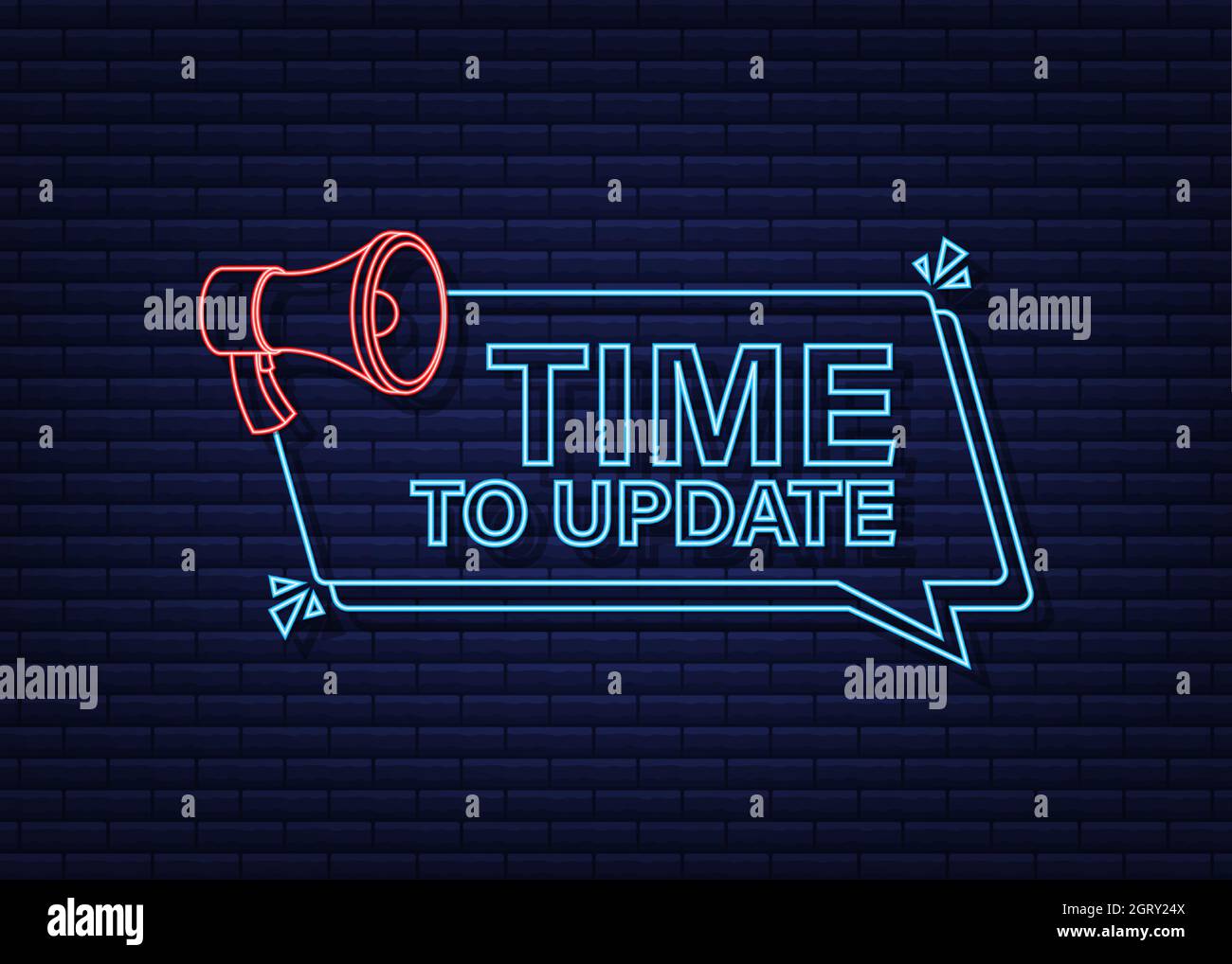 New update banner in modern style. Neon icon. Web design. Vector stock ...