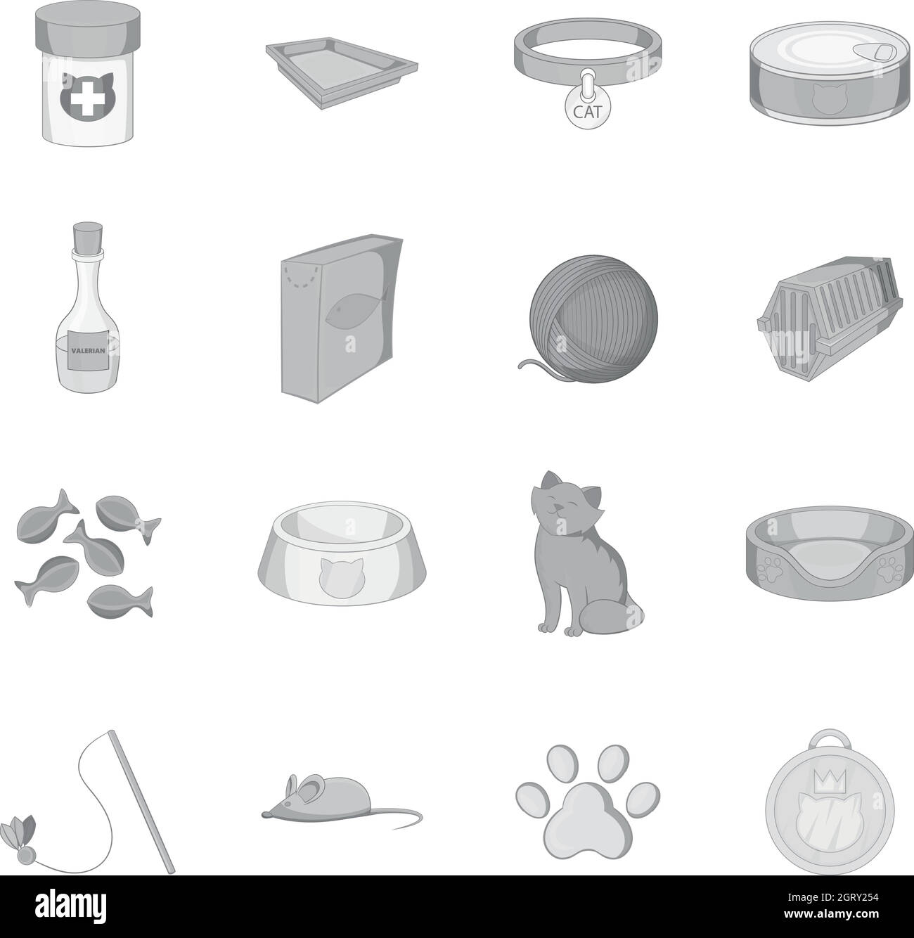 Cats accessories icons set, monochrome style Stock Vector Image & Art ...