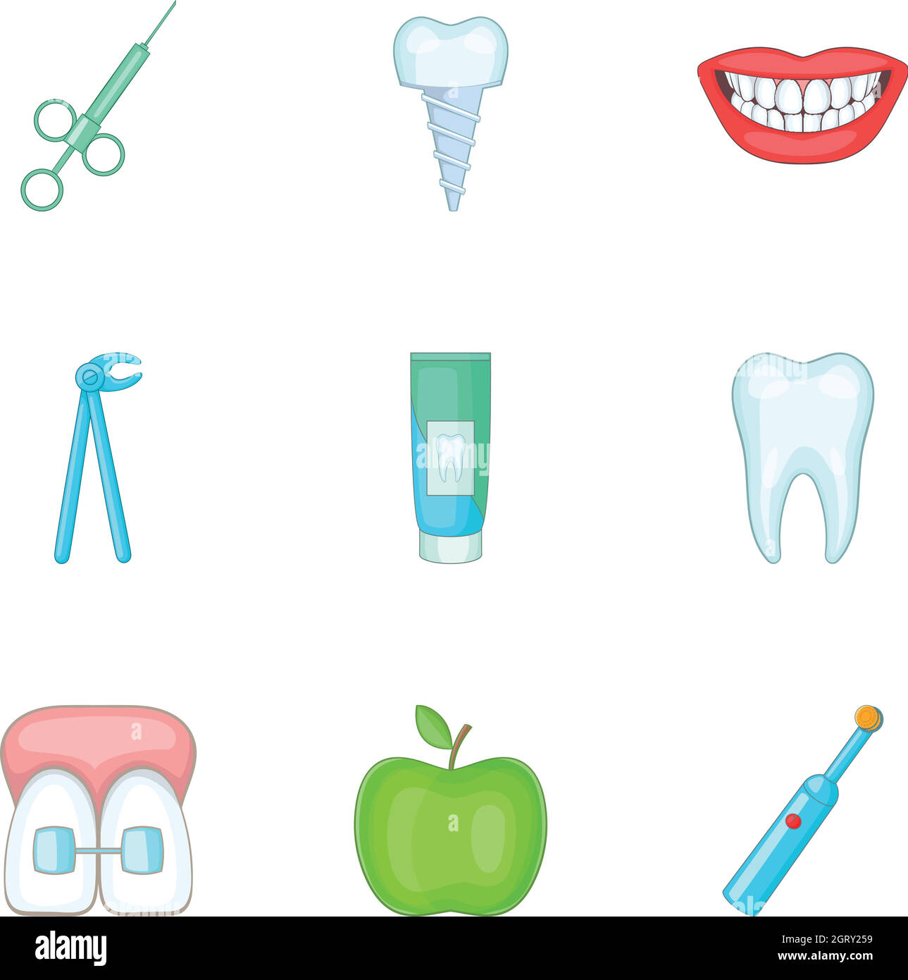 Healthy tooth icons set, cartoon style Stock Vector Image & Art - Alamy