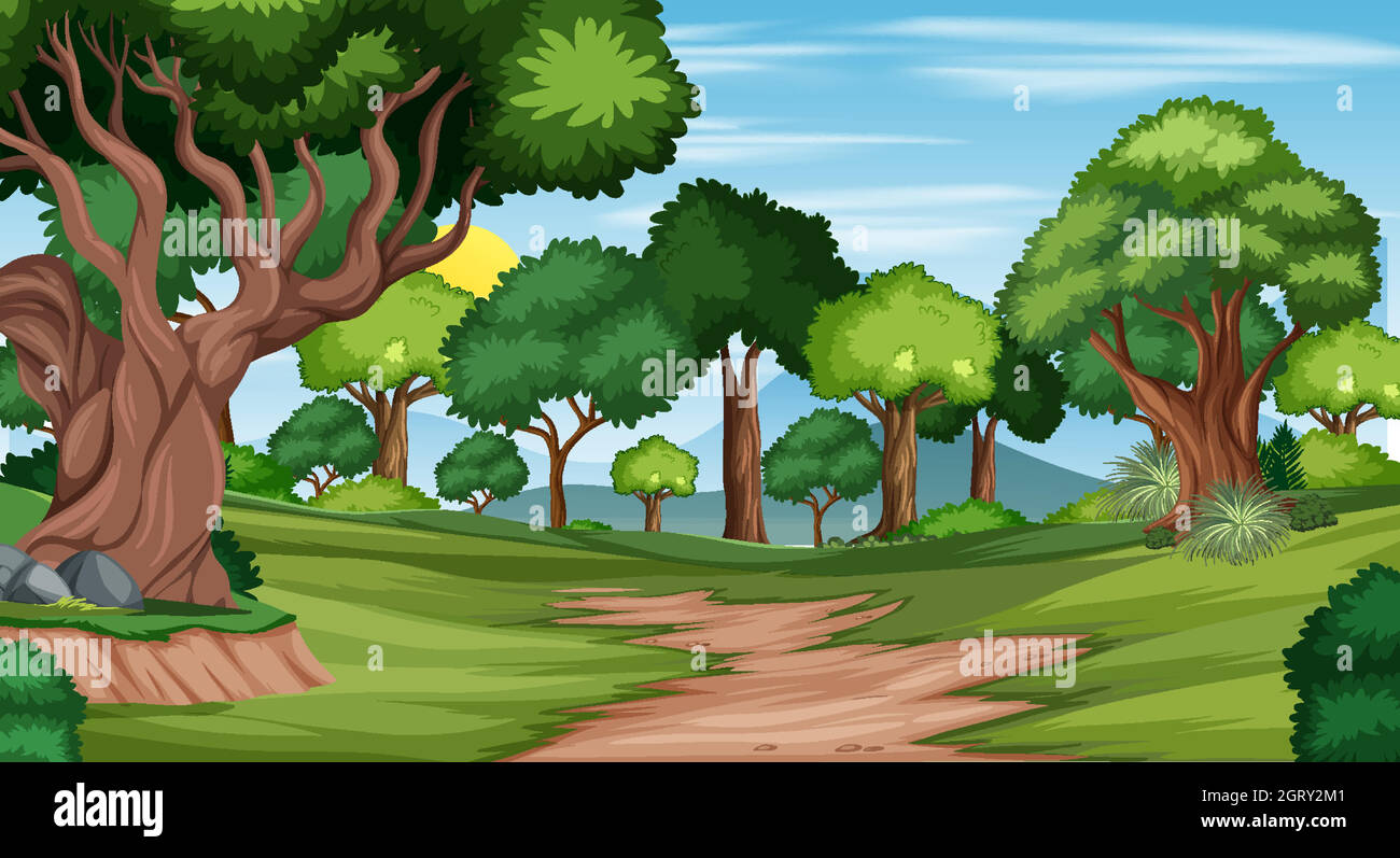 Summer forest scene in Stock Vector Images - Alamy