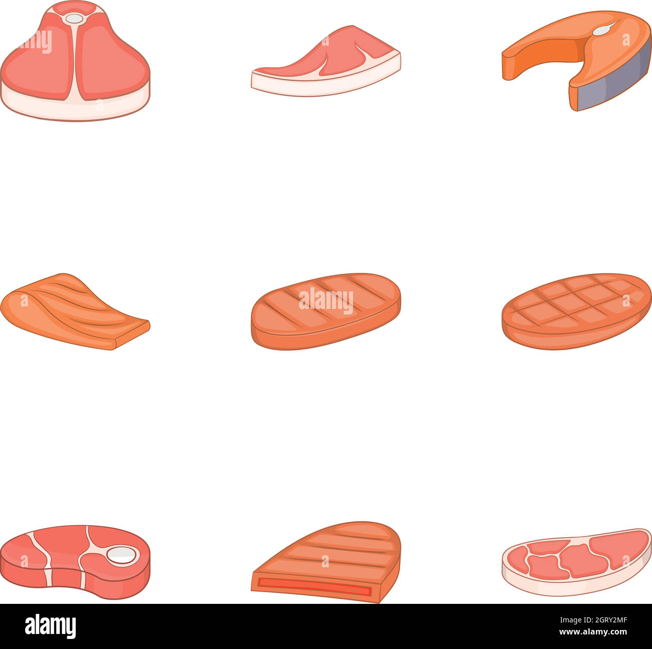 Meat product icons set, cartoon style Stock Vector Image & Art - Alamy