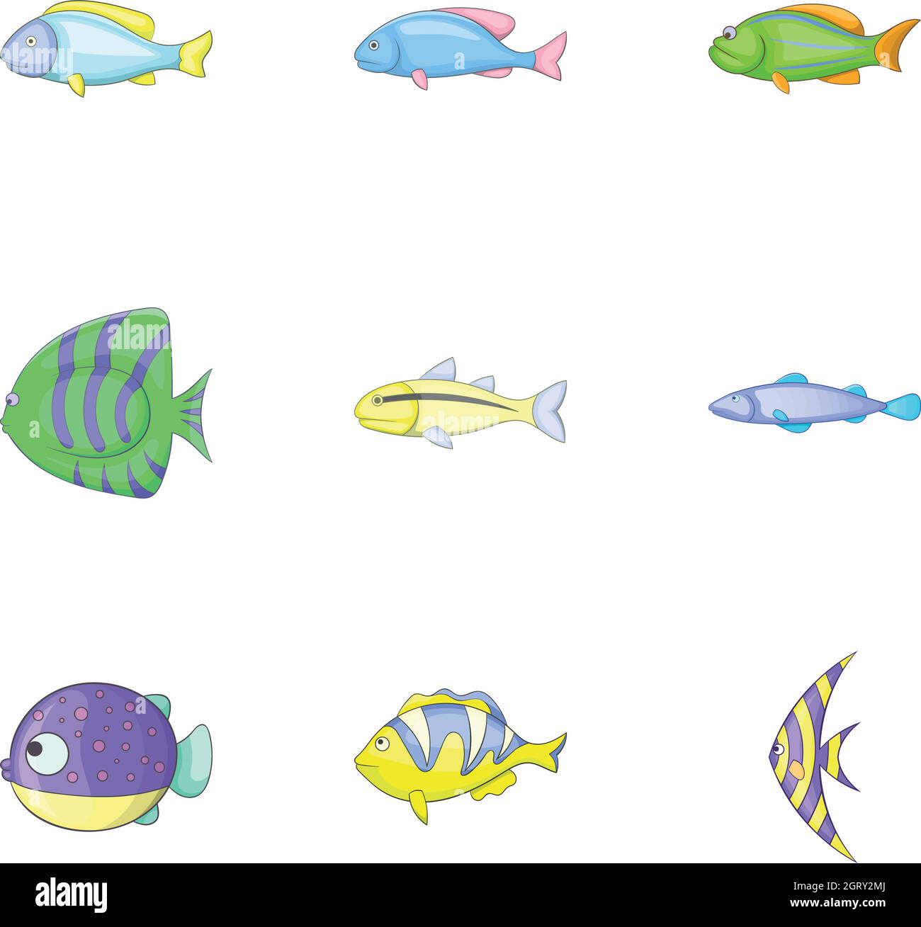 Fish icons set, cartoon style Stock Vector Image & Art - Alamy