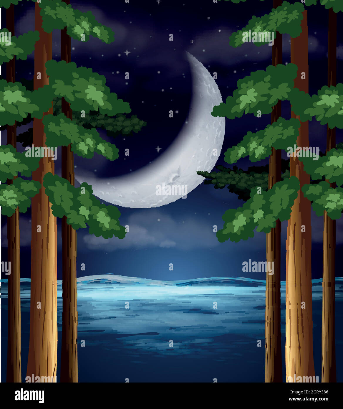 Moon in blue cloudy Stock Vector Images - Alamy