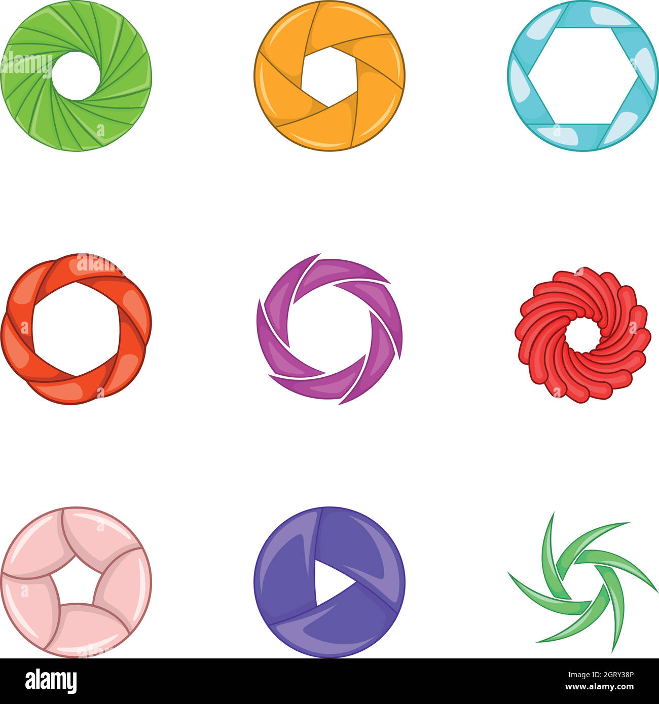 Camera lens shutter icons set, cartoon style Stock Vector Image & Art ...