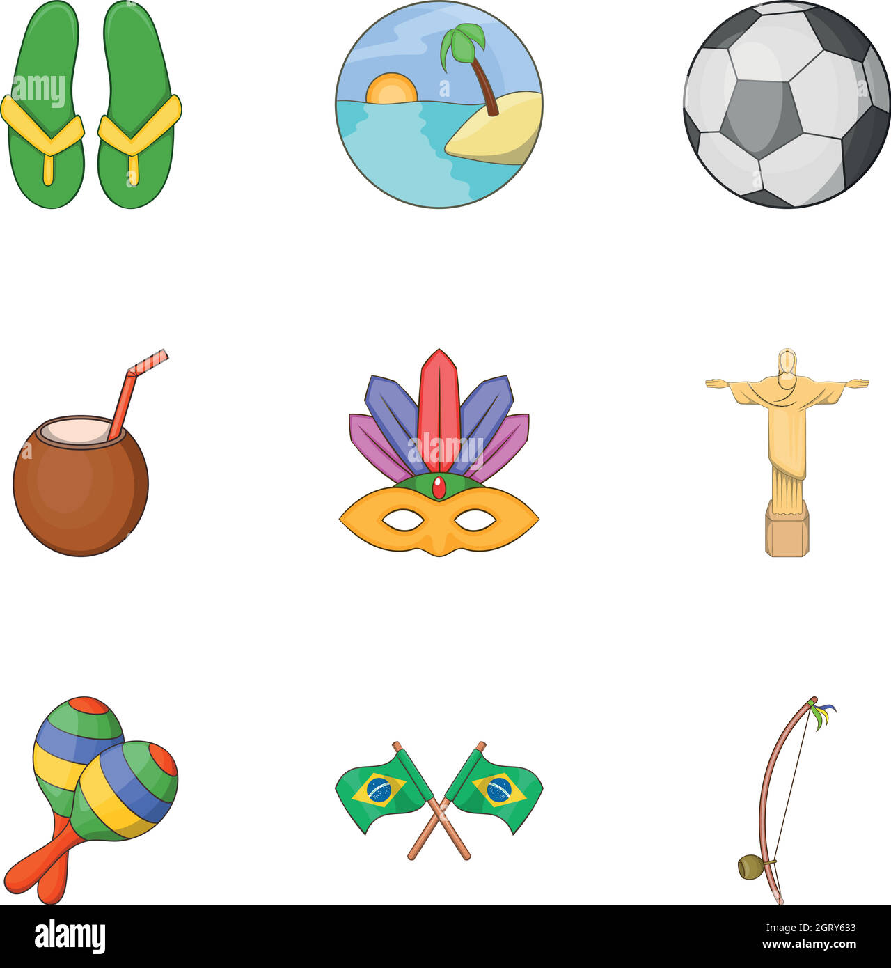 Brazil icons set, cartoon style Stock Vector Image & Art - Alamy