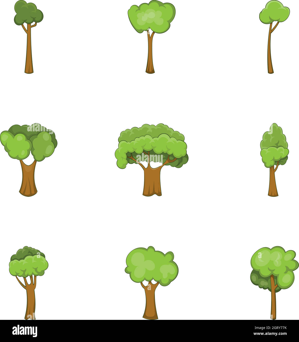 Trees of different shapes icons set, cartoon style Stock Vector Image ...