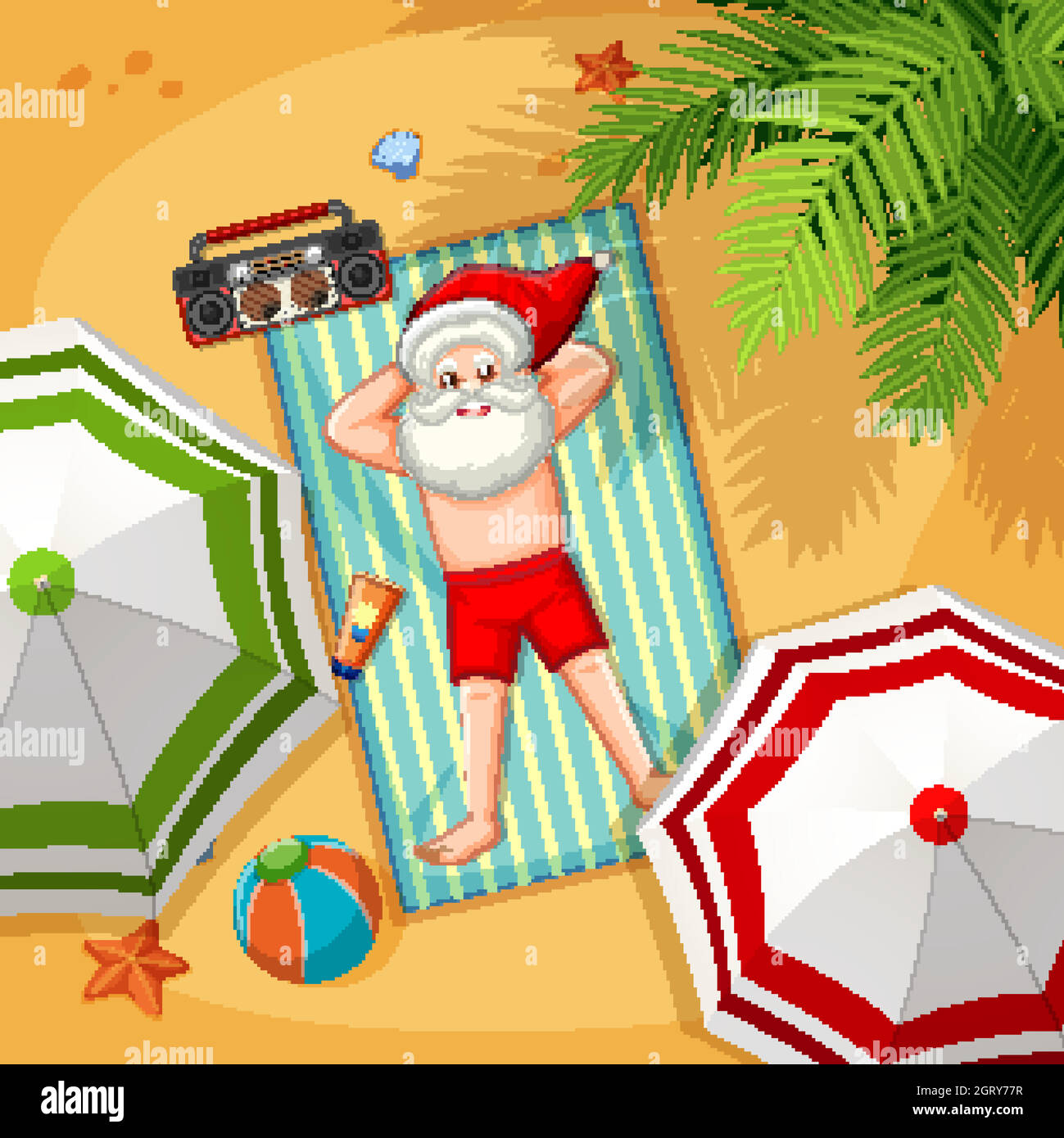 Santa Claus on the beach for Summer Christmas Stock Vector Image & Art ...