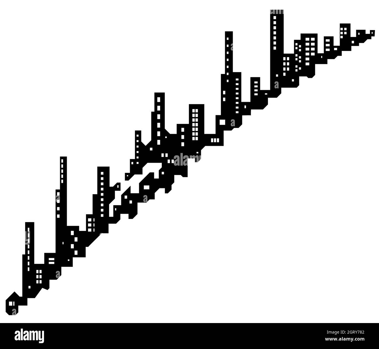 Skyline city diagonal silhouette outline black, vector illustration ...