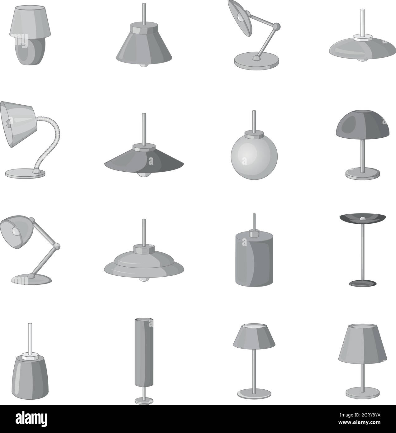 Lamp icons set, monochrome style Stock Vector Image & Art - Alamy