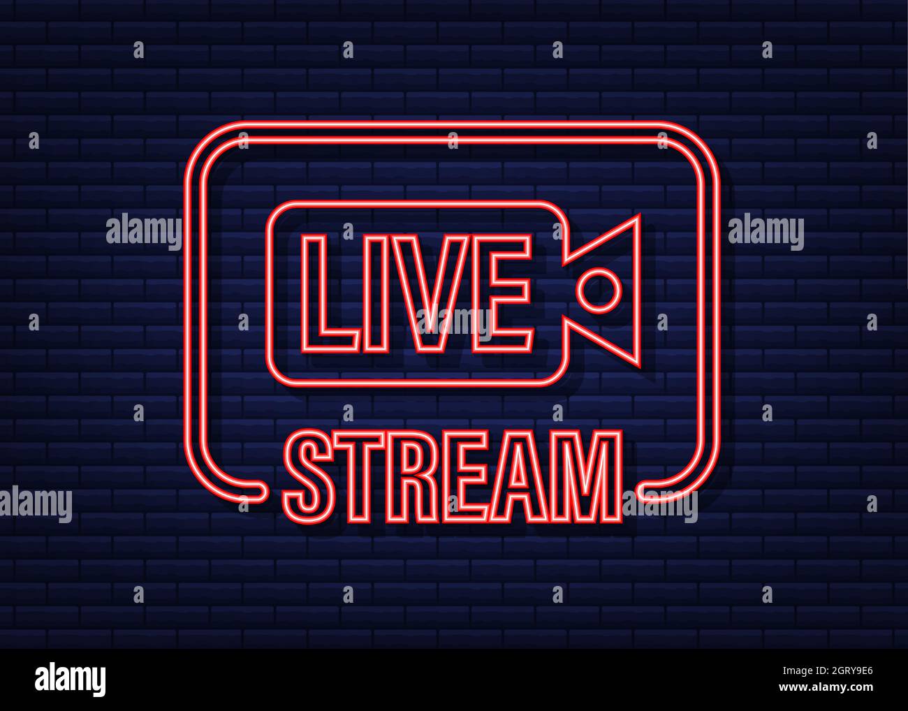 Live stream logo. Neon icon. Stream interface. Vector stock ...