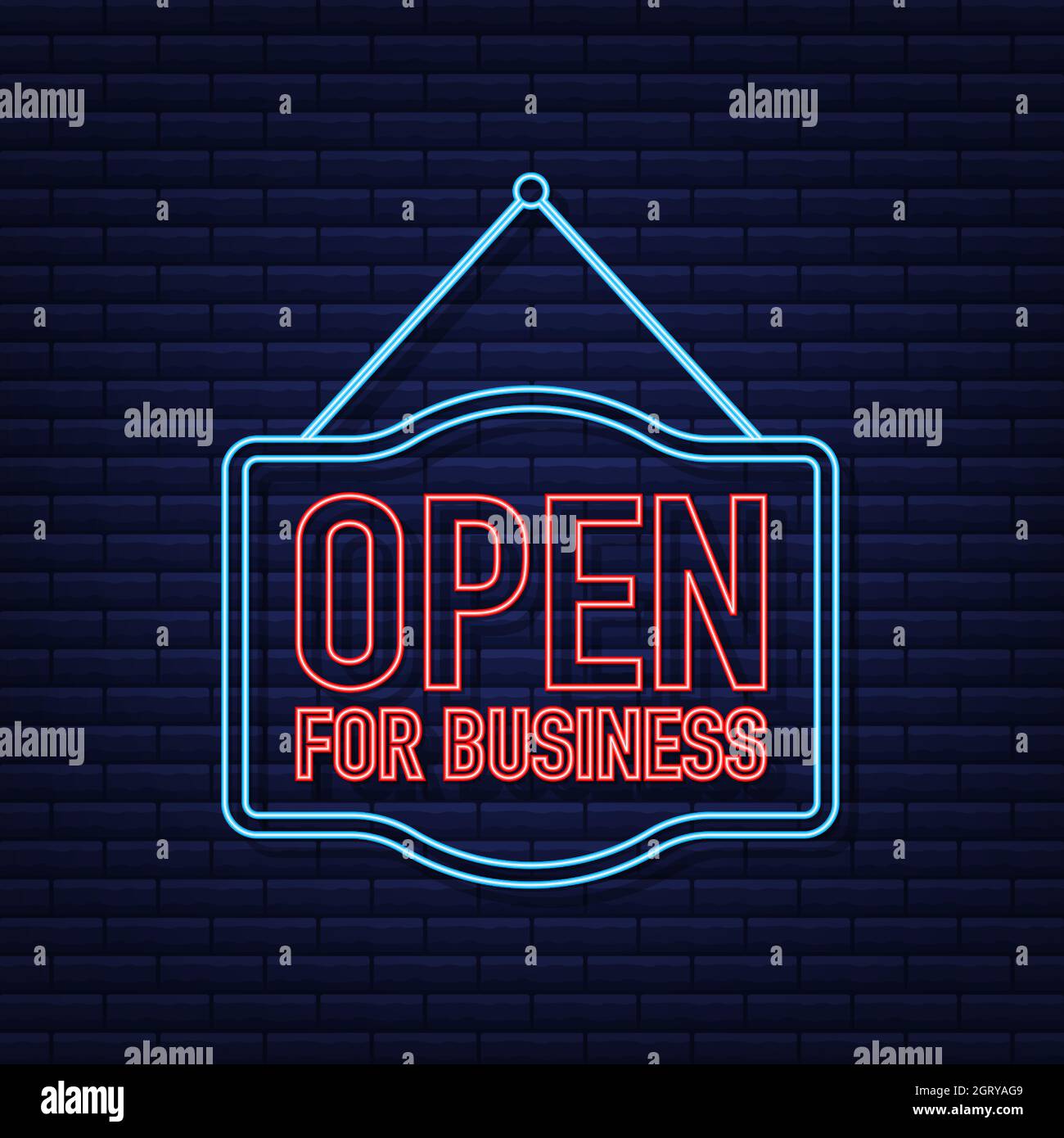 Open for business neon sign. Flat design for business financial ...