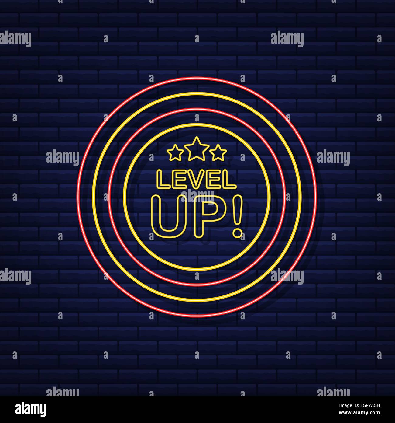 Game icon bonus. level up icon, new level logo. Neon icon. Vector ...