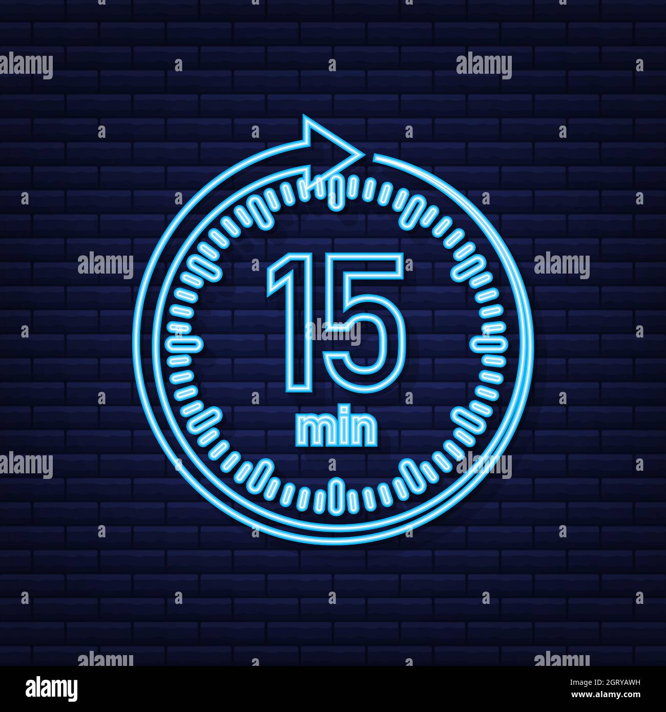 The 15 minutes, stopwatch vector neon icon. Stopwatch icon in flat ...