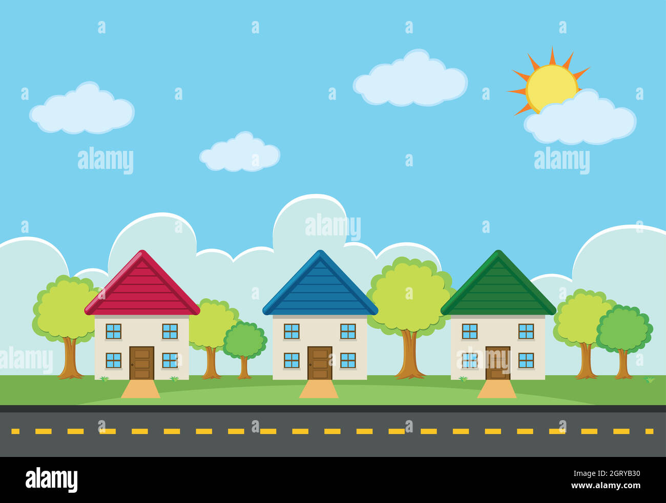 Three houses hi-res stock photography and images - Alamy