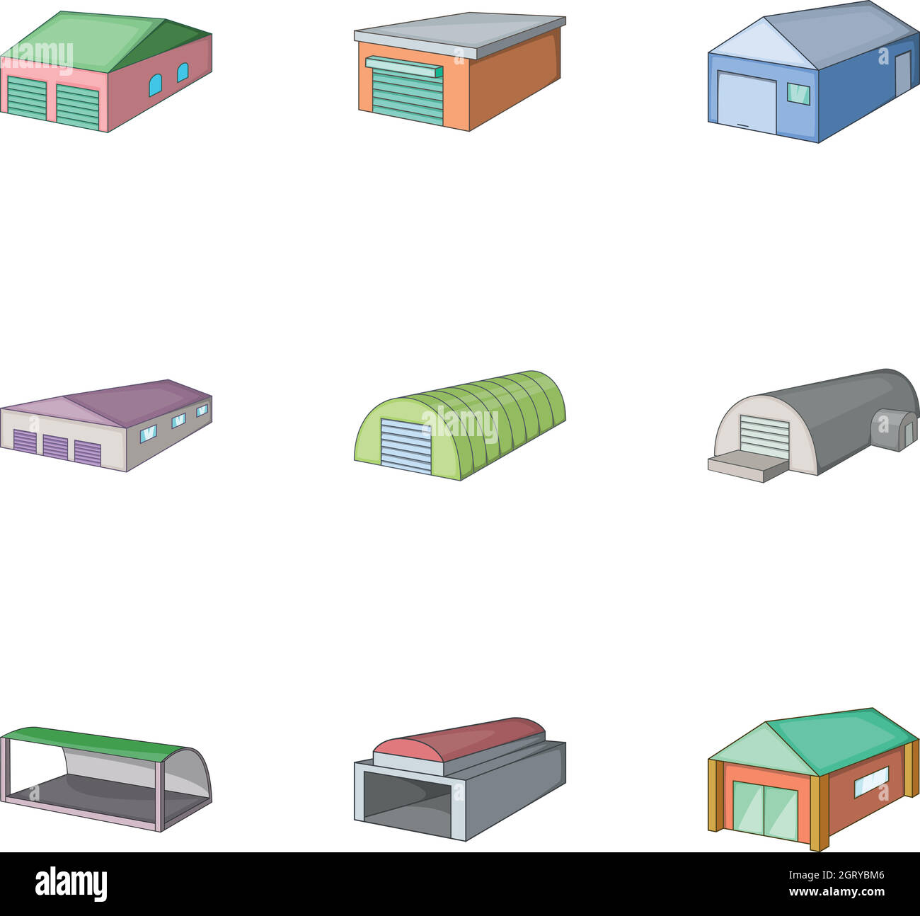 Warehouse building icons set, cartoon style Stock Vector Image & Art ...