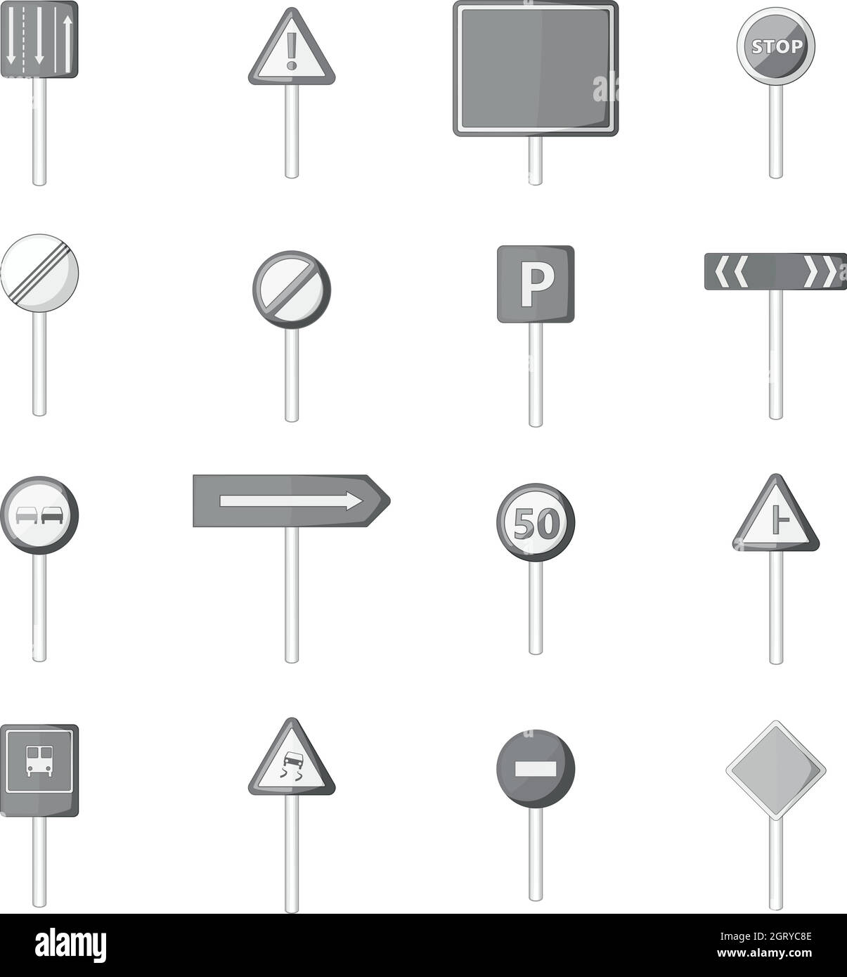 Set of road safety signs hi-res stock photography and images - Alamy