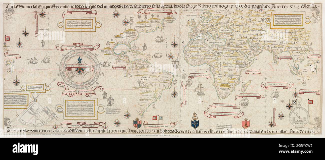 World map (1900) by Diogo Ribeiro Stock Photo - Alamy