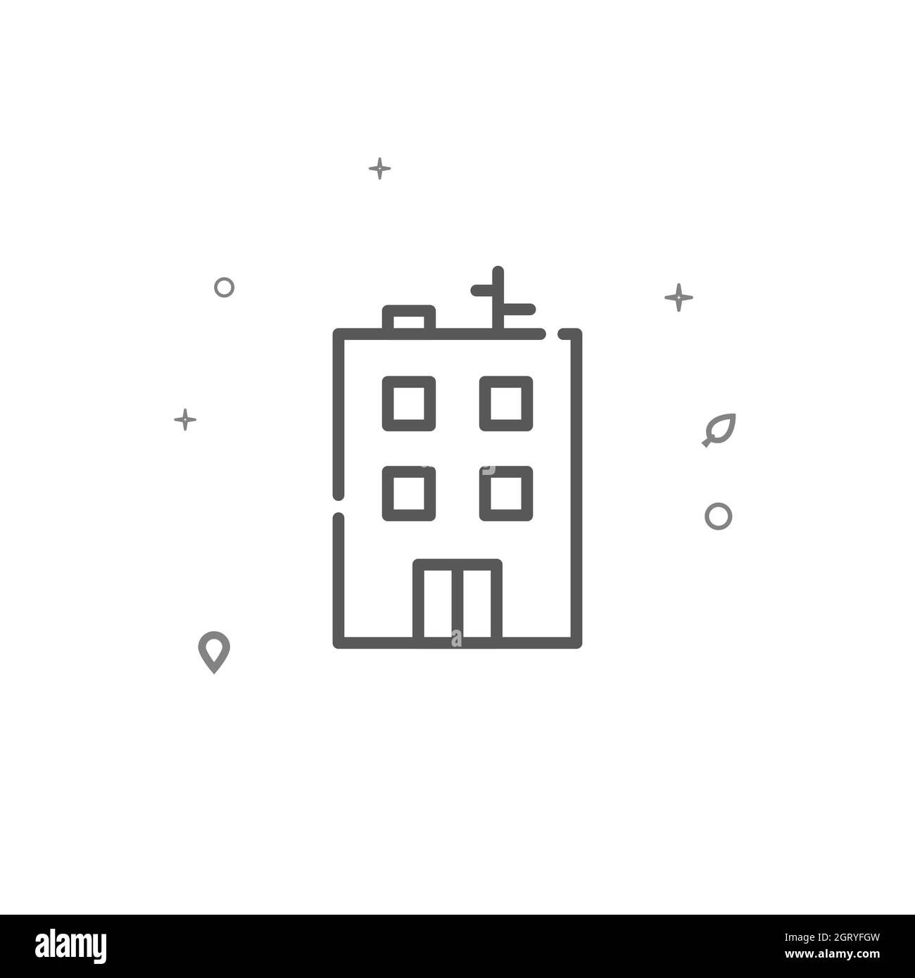 City apartment building simple line icon. Building symbol, pictogram ...