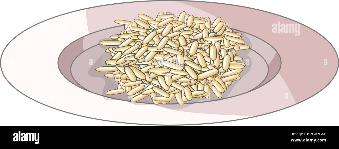 Rice in plate icon, cartoon style Stock Vector Image & Art - Alamy