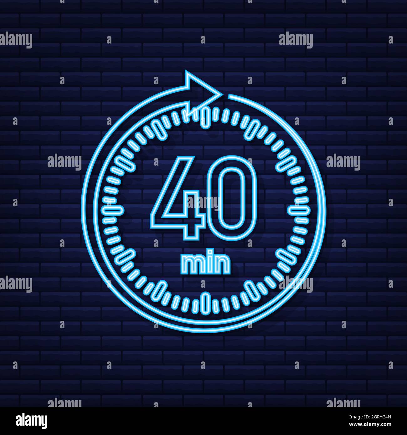 The 40 minutes, stopwatch vector neon icon. Stopwatch icon in flat ...