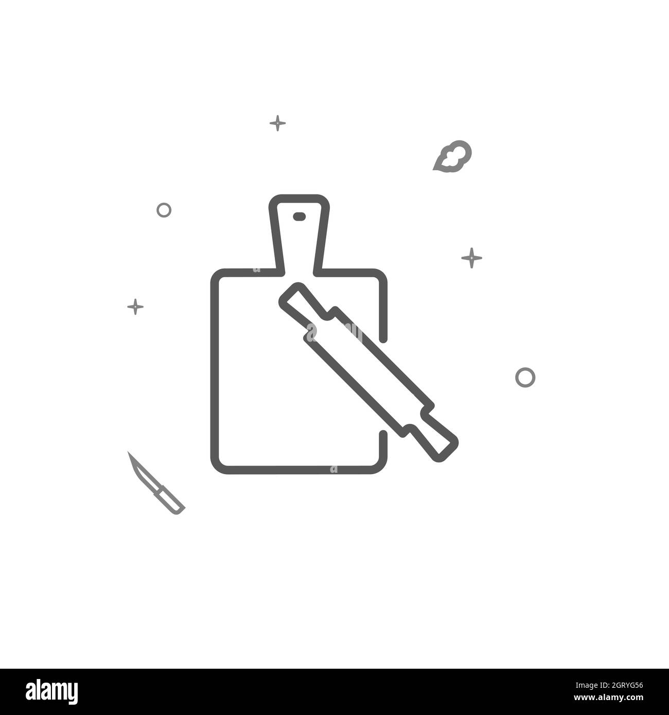 Cutting board and rolling pin simple line icon. Kitchenware related ...