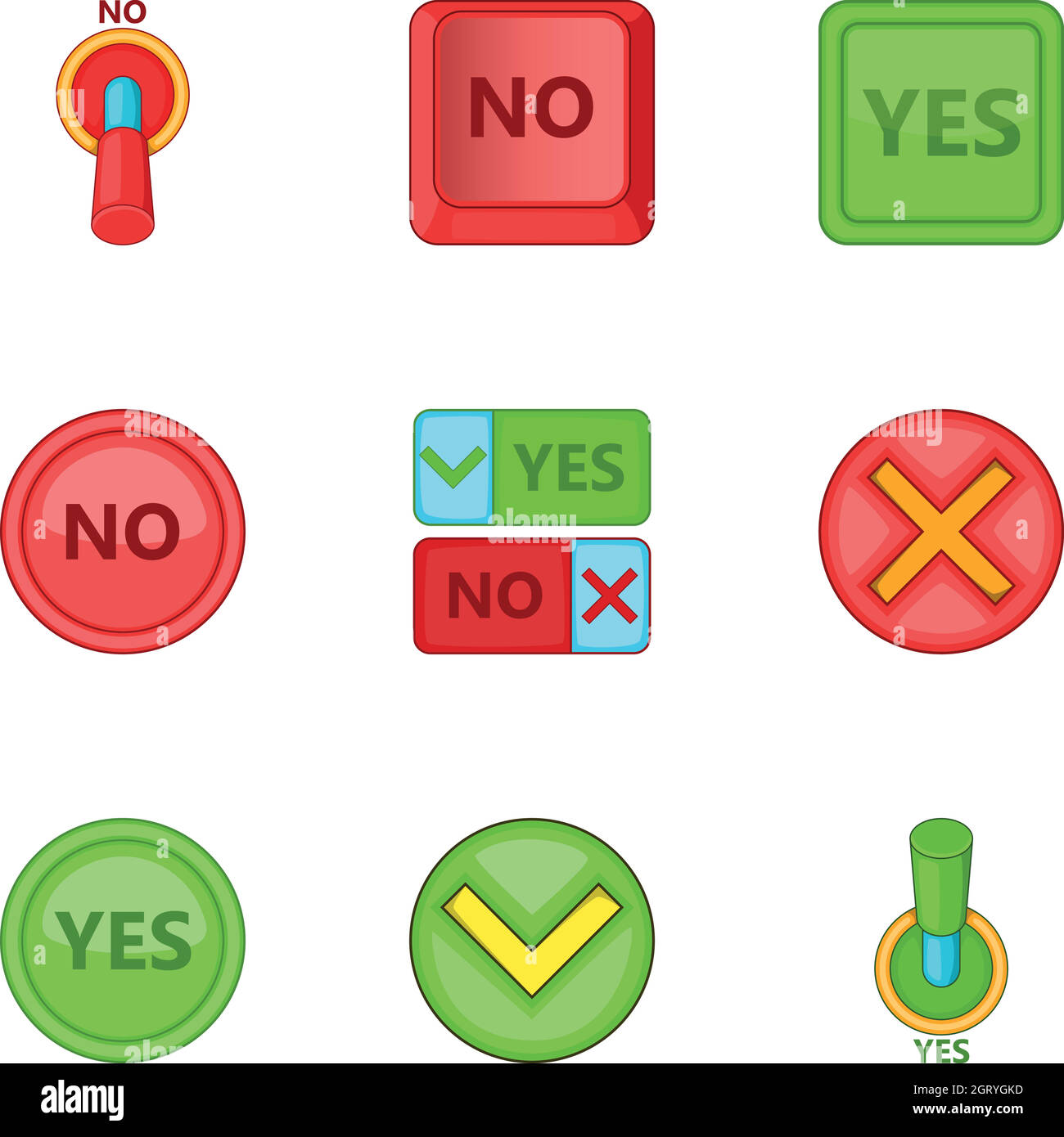 Yes and no button icons set, cartoon style Stock Vector Image & Art - Alamy