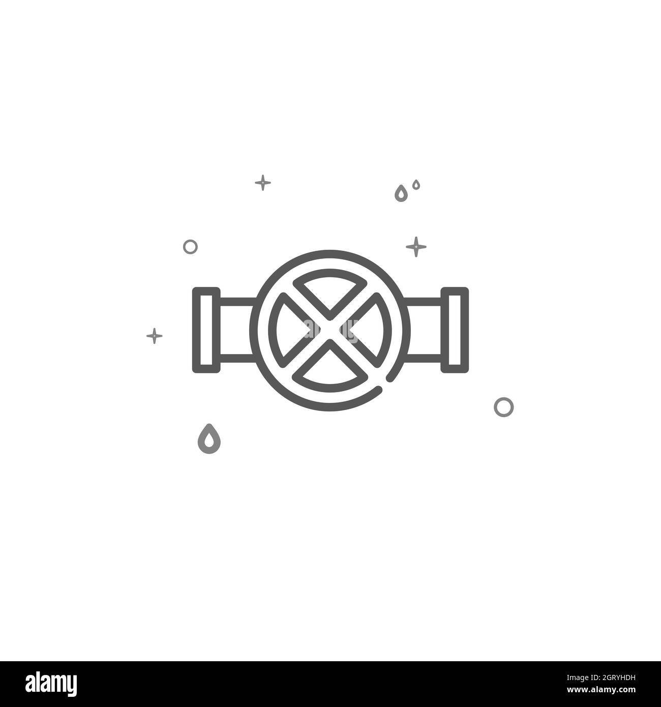 Round valve on pipe simple line icon. Plumbing symbol, pictogram, sign ...