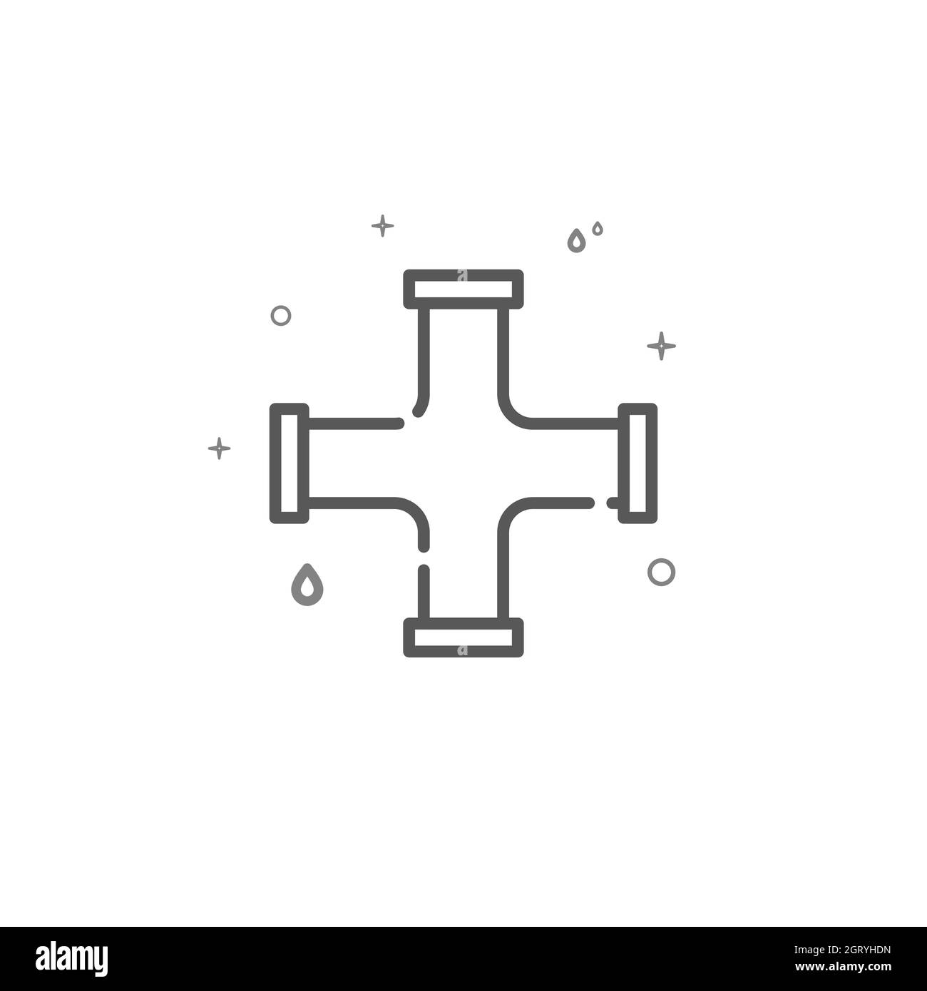 Pipe cross simple line icon. Plumbing symbol, pictogram, sign isolated ...